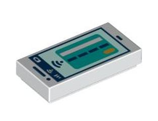 Tile 1 x 2 with Smartphone with Dark Turquoise Debit / Credit Card and ...