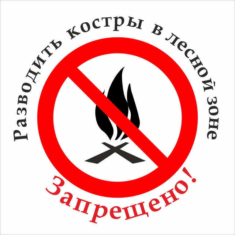 Запрещающий знак "Разводить костры в лесной зоне запрещено!"