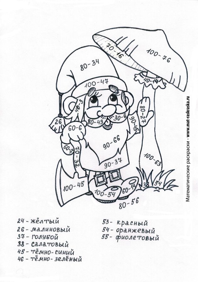 Развивающие и математические раскраски - Сложение и вычитание в ...
