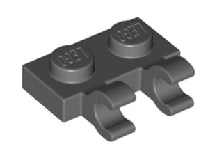 Plate, Modified 1 x 2 with 2 Open O Clips Horizontal Grip, Dark Bluish ...