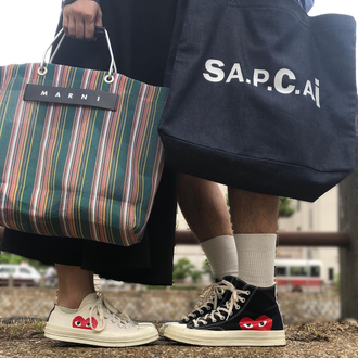 Кеды Converse Play Comme Des Garçons черные высокие купить