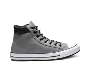 Кожаные кеды Converse All Star серые высокие, мужские Конверсы кожаные
