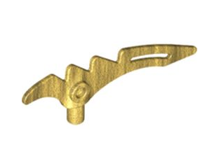 Minifigure, Weapon Crescent Blade, Serrated with Bar, Pearl Gold (98141 ...