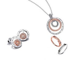 Серьги Пандора - Серьги-пусеты пандора Кольца в двух тонах Rose Артикул ...