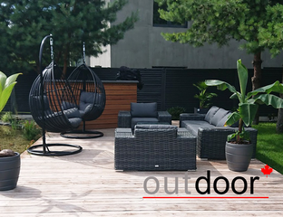 Комплект мебели из ротанга OUTDOOR Мадейра (3-местный диван, 2 кресла, стол), ш/п, графит