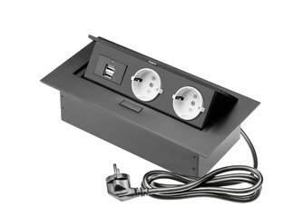 SETE Встраиваемый настольный удлинитель, SBT-2UC-20, 2 гнезда, 2 USB, с ...