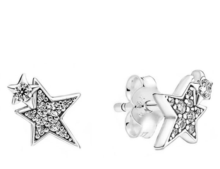 Серьги Пандора - Серьги пусеты Сияющая асимметричная звезда