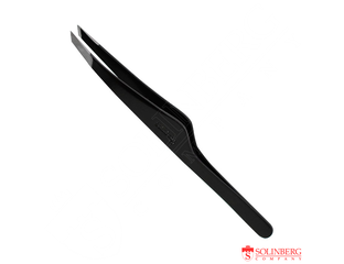 Пинцеты для бровей - Пинцет для бровей Solinberg G807, чёрный, наклонное окончание с четкими гранями