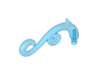 Plant Stem, Curved with 2 Thorns and 2 Swirls, Trans-Dark Blue (28870 / ...