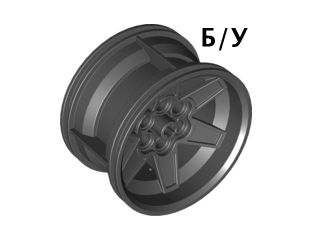 Wheel 56mm D. x 34mm Technic Racing Medium, 6 Pin Holes, Black (15038 ...