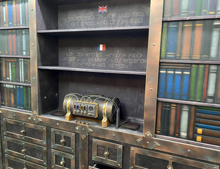 Props from "Steampunk adventure" - Bookcase with bomb